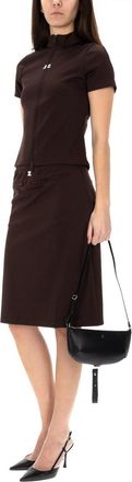 Courr&egrave;ges Logo-Detailed Midi Skirt - Brown