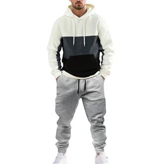 Generico Ensemble De Combinaison Pour Hommes Large Confortable &Eacute;pais Ensembles De Sport Jogging Fitness Couleur Unie Hoodies Et Pantalons Automne Hiver L&eacute;ger E