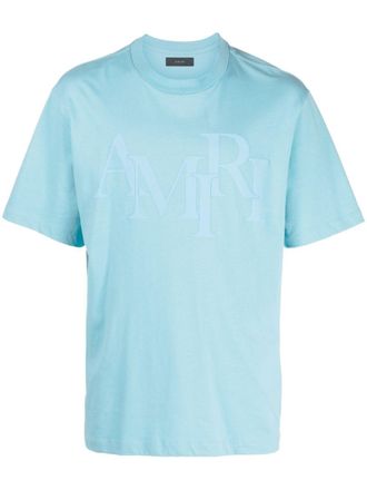 Amiri Staggered T-Shirt mit Logo-Applikation - Blau