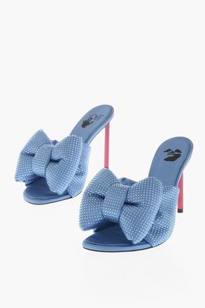 Off-white Satin and Rhinestone Mules POP ALLEN with 11cm Maxi Bow Off-White
