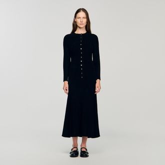 Sandro Robe longue maille texturée