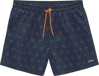 s.Oliver Herren Badeshorts mit modischem Wellenprint in Navy