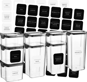 Argon Tableware Lebensmittelaufbewahrungsbehälter Gesetzt - 4 Größen - 8pc - Schwarz