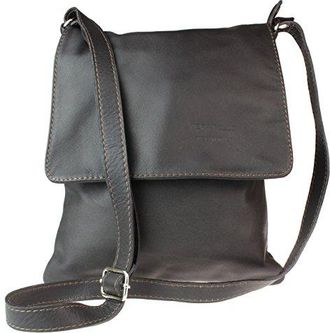 Girly HandBags Femme Cross Body en cuir v&eacute;ritable Chocolat Noir