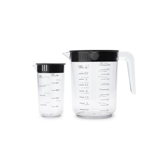 Brabantia TASTY+ Messbecher-Set | 2 ineinanderschiebbare Messbecher f&uuml;r die K&uuml;che (250 ml und 1000 ml) mit zwei Schenkdeckeln | BPA-freie K&uuml;chenbecher in griffi