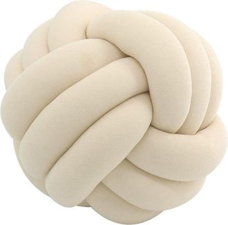 ICEGREY Knoten-Ballkissen, Pl&uuml;sch-&Uuml;berwurfkissen, dekoratives handgefertigtes rundes Kissen f&uuml;r Schlafzimmer, Sofa, Couch, Wohnzimmer, Babyzimmer, Beige, 20 c