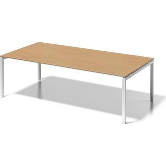 Bisley Cito Chefarbeitsplatz/Konferenztisch, 650-850 mm h&ouml;heneinstellbares U-Gestell, Metall, Bc396 Dekor Buche, Gestell Verkehrswei&szlig;, 120 x 240 x 85 cm
