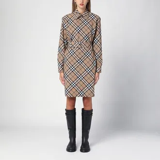 Burberry Check wool blend chemise dress