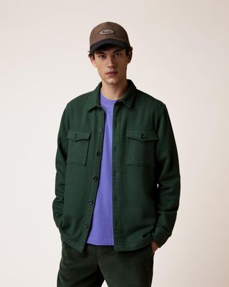 Faguo Surchemise vert fonc&eacute; coton
