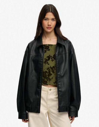 Superdry Bomber oversize avec col - Noir