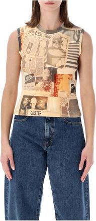 Jean Paul Gaultier Femme, Tops, Multicolore, Taille: 38 FR Cotton Rib Tank Top Journal
