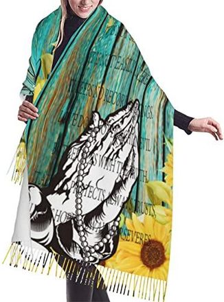 Generic LAmour Est Patient, LAmour Est Bienveillant. 1 Corinthiens 13:48. Tournesol. Écharpe Femme Confortable Glands Foulard Doux Étole Châle De Femme