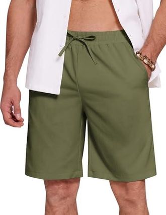 Coofandy Short et Lin pour Homme dété Décontracté avec Poches à la Taille élastique Shorts Hommes Casual Eté Sportif Mode Léger Bermuda Short élastique à Sécha