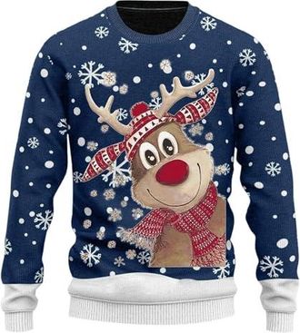 Generic Pull de No&euml;l pour homme - Pull amusant - Pull de No&euml;l pour homme - D&eacute;contract&eacute; - Avec col rond - Imprim&eacute; de No&euml;l - Pour f&ecirc;te de No&euml;l - T-shirt &agrave; manch