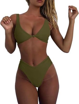 Generic Ensemble bikini sexy et &eacute;l&eacute;gant - Deux pi&egrave;ces - Triangle - Col en V - Maillot de bain push-up - Maillot de bain - Maillot de bain incurv&eacute; - Haut de bi