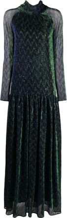 Talbot Runhof Lurex-Abendkleid mit Stehkragen - Grün