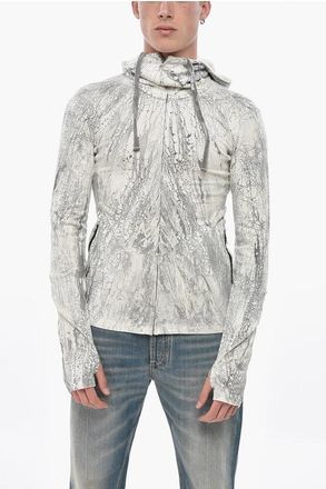 Acne Studios Cotton Ribbed Hoodie With Marble Pattern size M