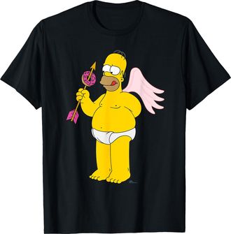 The Simpsons Herren Damen T-Shirt Cupid Donut Valentines Day T-Shirt Schwarz S