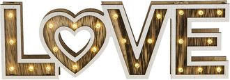 Globo Lighting LED Tisch Leuchte Lampe Love Weihnacht Deko XMAS Herz Batteriebetrieb Holz Licht