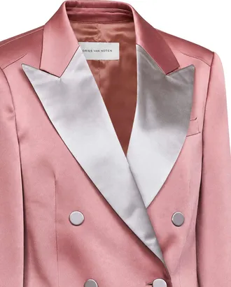 Dries Van Noten Double-Breasted Tuxedo Blazer - Pink
