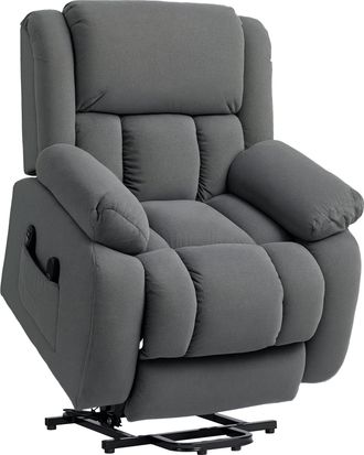 HOMCOM Fernsehsessel mit Aufstehhilfe Elektrisch Relaxsessel mit Liegefunktion W&auml;rmefunktion Massagefunktion Massagesessel mit Fernbedienung Seitentasche USB