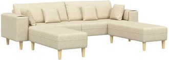 vidaXL Sofa en tissu avec coussin Crème 208 cm tissu vidaXL