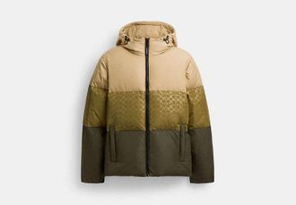 Coach Daunenjacke aus recyceltem Polyester in Blockfarben