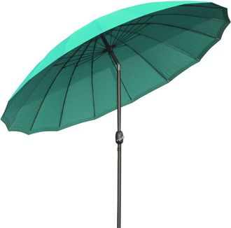OUTSUNNY Parasol inclinable rond avec manivelle m&eacute;tal fibre de verre &Oslash; 2,55 m polyester haute densit&eacute; vert