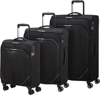 American Tourister Poproll - 3-teiliges Weichgepäck-Kofferset (Handgepäck, Mittel, Groß), Leicht - Schwarz (Black)