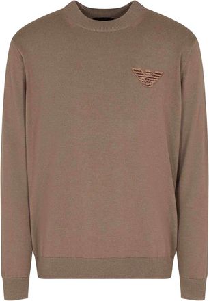 Emporio Armani pull à logo brodé - Marron