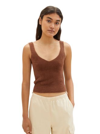 Tom Tailor Damen 1038135 Feather Yarn Top, 19714-roasted Coffee Brown, XL