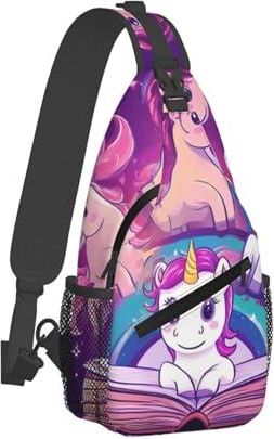 Generic Polyester Sacoche Tactique Livres Rainbow Horse Seas Sling Sac &agrave; Bandouli&egrave;re Antivol Sac &agrave; Dos De Voyage pour Camping Femme Randonn&eacute;e