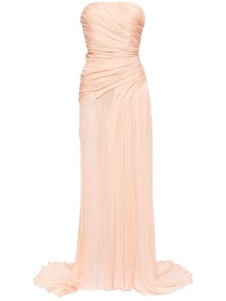 Ermanno Scervino robe-bustier longue &agrave; design drap&eacute; - Rose