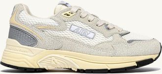 Autry BASKETS HYPERWAY EN MESH BLANC ET CUIR PAILLETTES GRIS