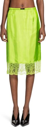 Gucci Viscose twill skirt with floral lace