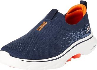 Skechers Homme Go Walk 7 Stretch Fit Slip-on Baskets, Navy and Orange Textile, 39.5 EU