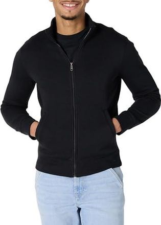Amazon Essentials Sweat-shirt à Col Montant en Molleton, Fermeture Éclair Intégrale Homme, Noir, XS