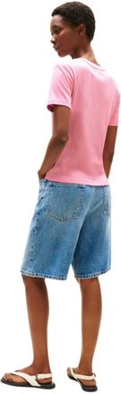 Tommy Hilfiger Damen T-Shirt Kurzarm Slim Cody Rundhalsausschnitt, Rosa (Classic Pink), XL