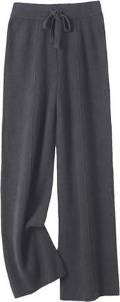 Generic Pantalon dhiver en tricot 100 % laine m&eacute;rinos pour femme - Jambes larges - Doux et chaud - En cachemire, Gris fonc&eacute; 9., S