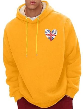 Generic Manteau en peluche pour homme - Haut moelleux - Printemps et automne - Sweat-shirt pour homme - Velours et impression 2D épaisse - Drapeau national ré