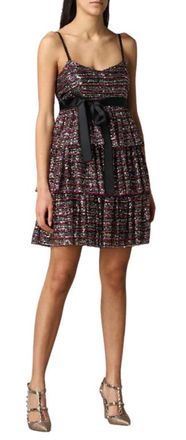 Red Valentino Multicoloured Sequin Tiered Mini Dress Size M