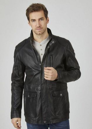 Bugatti Lederjacke BUANDIAMO (1-St) mit Druckknopfleiste und Stehkragen