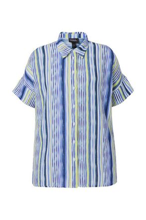 Ulla Popken Longbluse Musselin-Bluse Streifen Oversized Hemdkragen