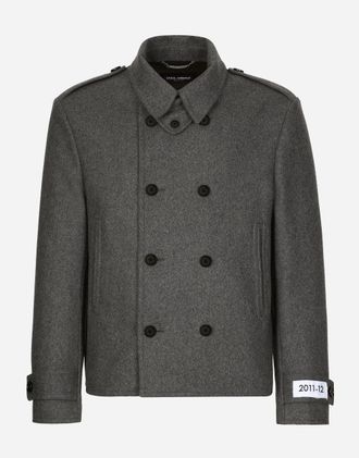 Dolce & Gabbana Zweireihiger Caban Aus Kaschmirmix - Mann M&auml;ntel Und Jacken Grau 48