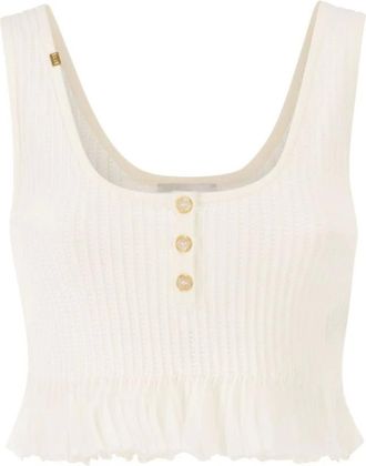 Elisabetta Franchi Femme, Tops, Blanc, Taille: 38 FR Top Tricot Ajour&eacute;