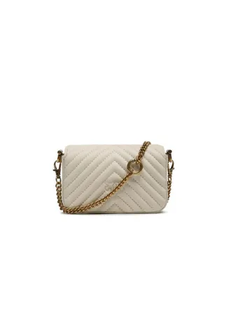 Pinko Womens Crossbody Bag White Sheep Leathe - Crossbody-Bags