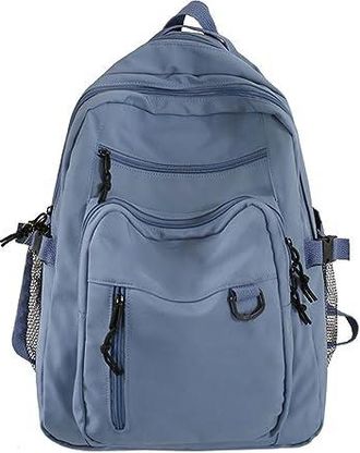 Generic Sac &agrave; dos cargo de grande capacit&eacute; pour &eacute;tudiants, couleur unie, multi-couches, sac d&eacute;cole, sac &agrave; dos de course pour homme, bleu, taille unique