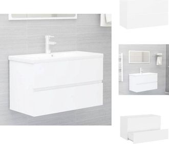 vidaXL Waschbeckenunterschrank Wei&szlig; 80x38,5x45 cm Holzwerkstoff - Waschtischschrank - Badezimmerm&ouml;bel - Holzwerkstoffschrank - Wei&szlig;er Schrank - Unterschrank