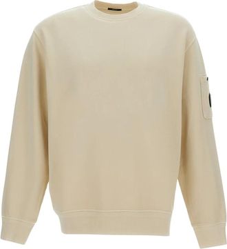 C.P. Company C.p. Company, Homme, Sweatshirts et sweats &agrave; capuche, Beige, Taille: XL Diagonal-Texture Cotton SweaT-shirt