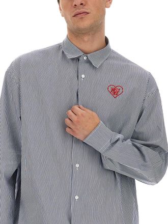 Family Fir$t Milano Logo-Embroidered Cotton Shirt - Blue